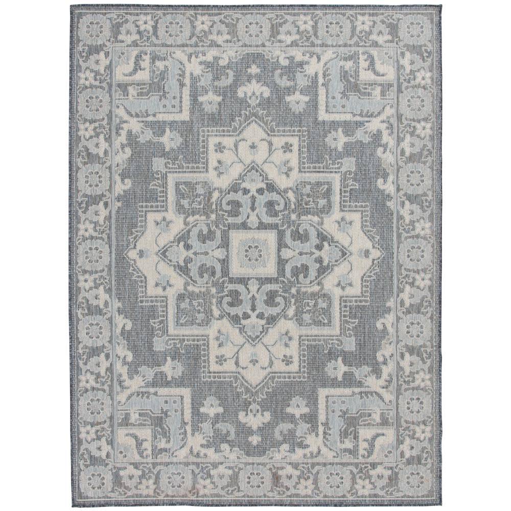 Hampton Bay Slate Gray 5 ft. x 7 ft. Antique Medallion Indoor/Outdoor ...