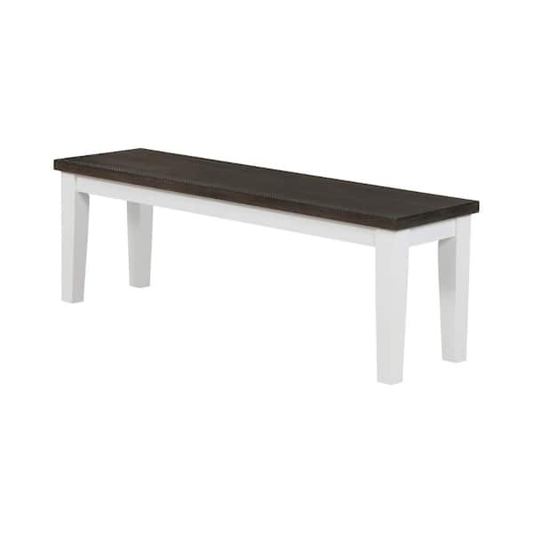 Benjara Brown and White Backless Dining Bench with Wooden Frame 54 in ...