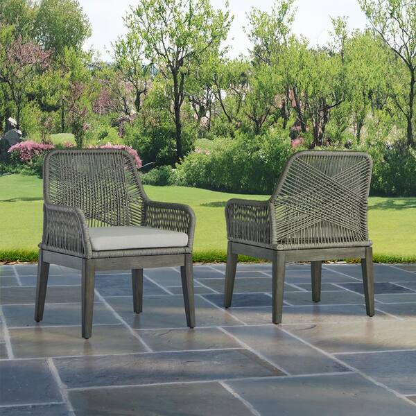 Best Quality Furniture Richard Rustic Gray Wicker Outdoor Dining Lounge ...