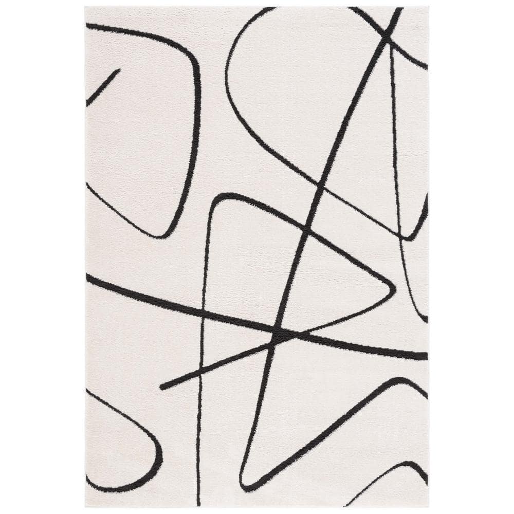 SAFAVIEH Melody Ivory/Black 9 ft. x 12 ft. Abstract Linear Area Rug ...