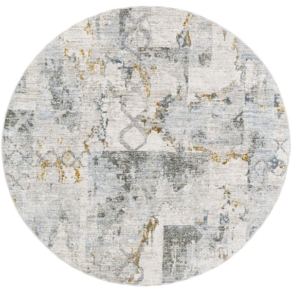 Livabliss Dresden Gray Modern 5 ft. Round ft. Indoor Area Rug DRE2301 ...