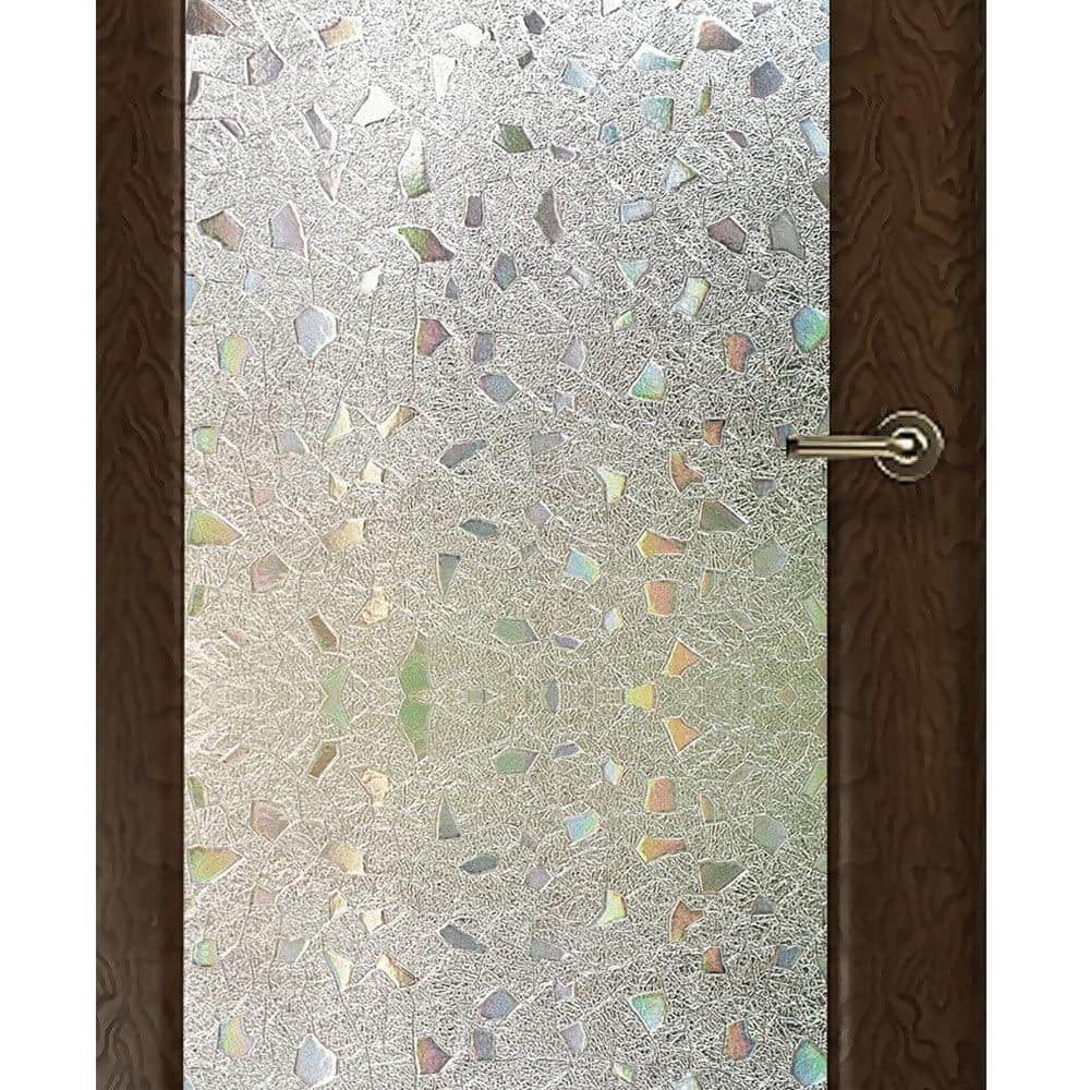 35.4 in. W x 78.8 in. L Colorful Stone Decorative Blackout Window Film ...