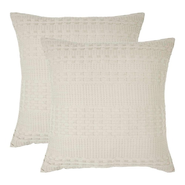 VHC Brands Waffle Weave Natural Cotton Euro Sham (Set of 2), 26x26 ...
