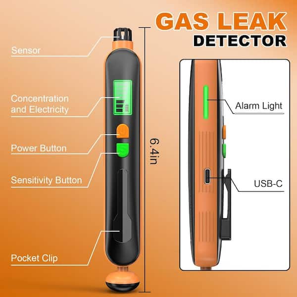 Ahfiwaso Battery Operated Rechargeable Natural Gas Leak Detector with ...