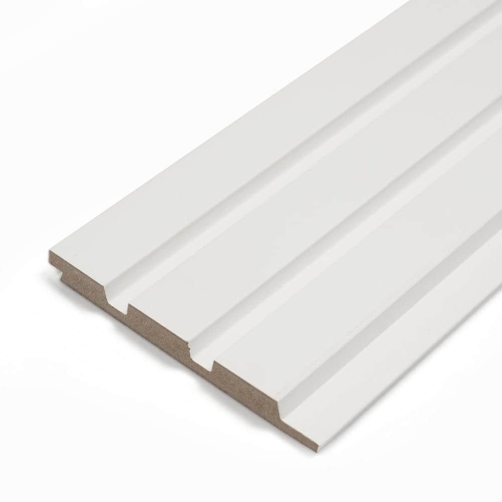 0.47 in. x 5 in. x 8 ft. 3D Louvered Primed White MDF Decorative Wall ...