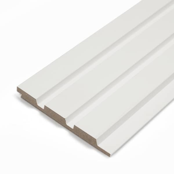 0.47 in. x 5 in. x 8 ft. 3D Louvered Primed White MDF Decorative Wall ...