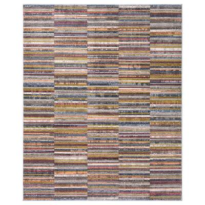 Ottomanson Lorraine Multi-Color 8 ft. x 10 ft. Striped Low Pile Cotton ...