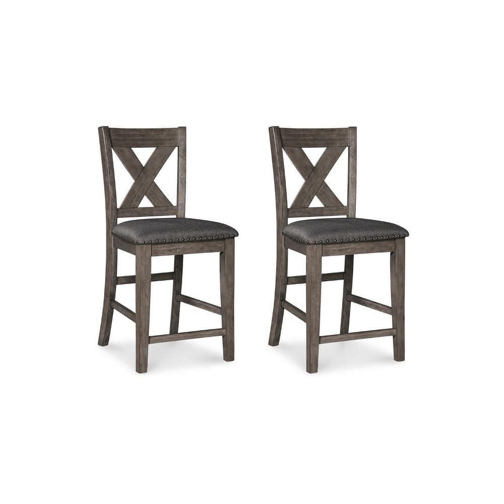 Benjara Caity Gray Wood Frame Counter Height Chair with Cushion (Set of ...