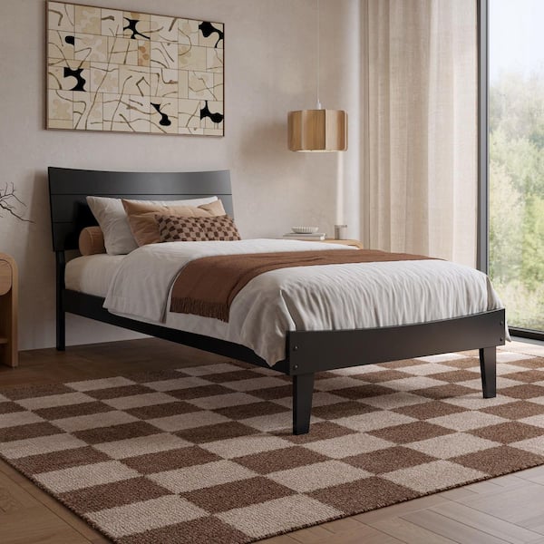 AFI Phoenix Black Wood Frame Twin XL Platform Bed with Matching ...