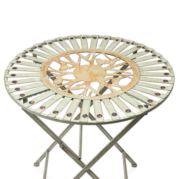 Alpine Corporation Indoor/Outdoor Bird Design 3-Piece Iron Bistro Set ...