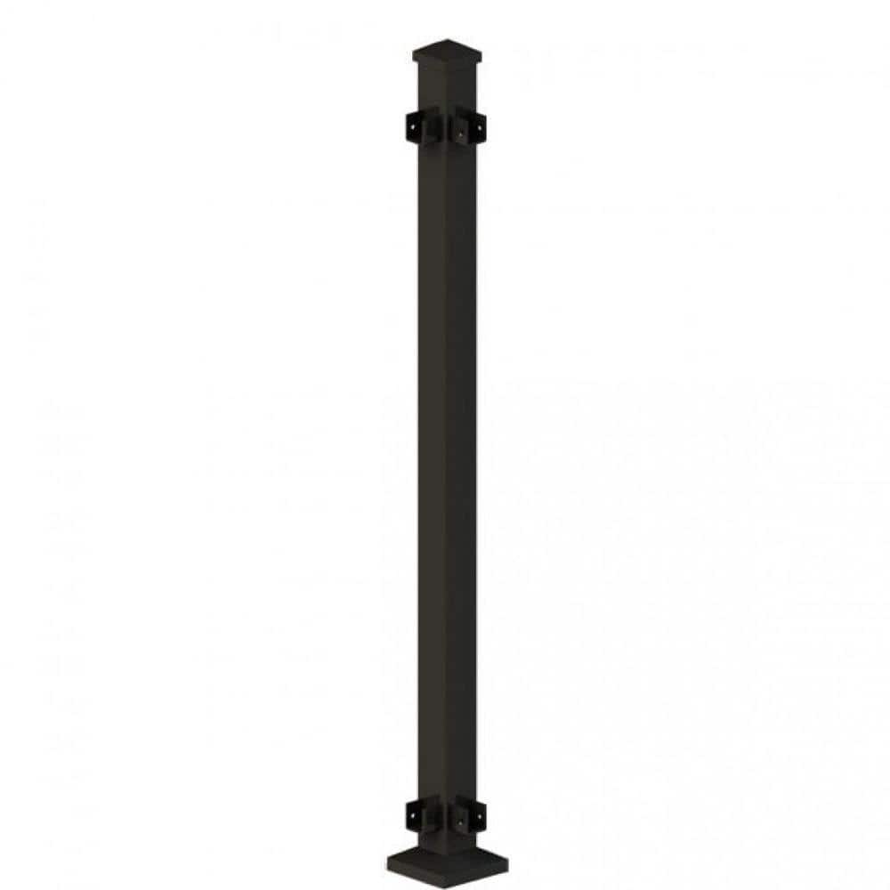 RDI Metal Railing Black Corner Post Assembly H Rail (Common: 2 in. x 2 ...