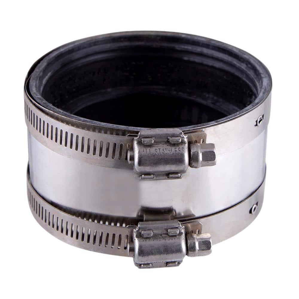 PLUMBFLEX Shielded 3 in. Steel Transition Coupling Connects Plastic or ...