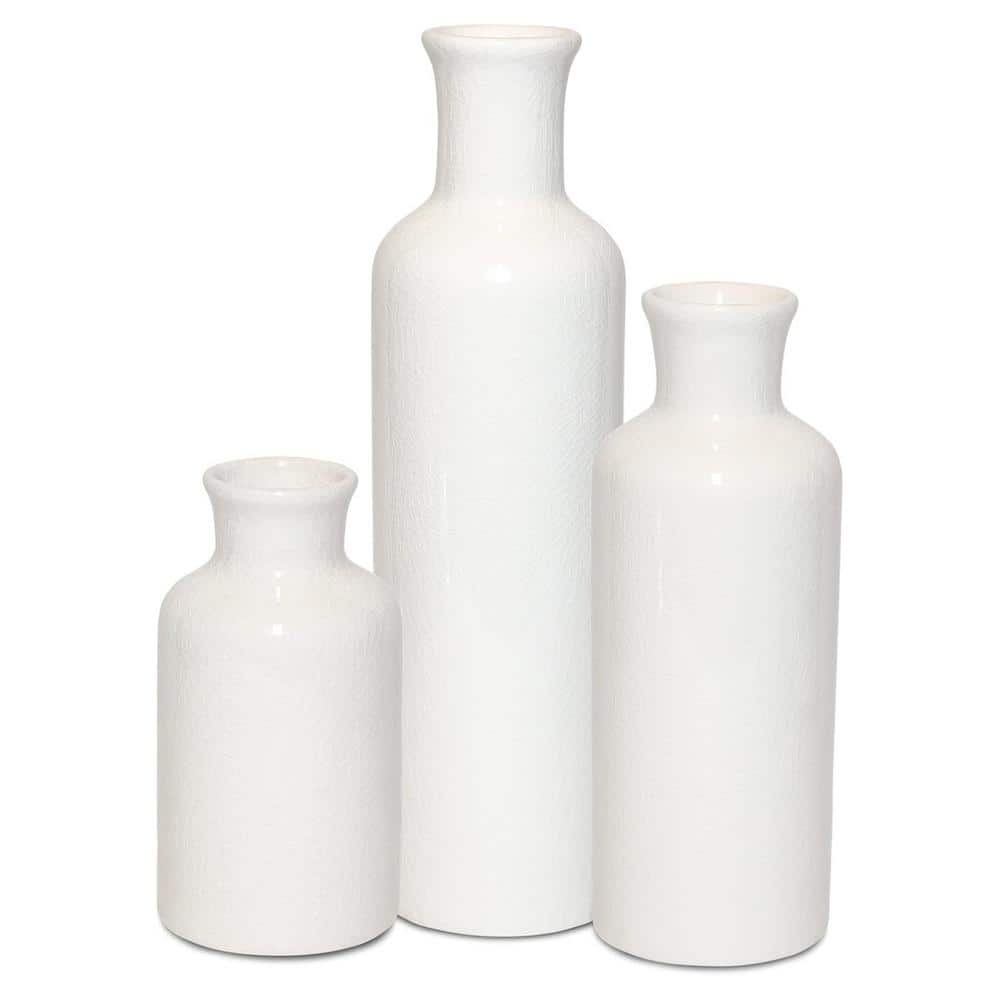 Afoxsos Farmhouse White Vases for Decor Set of 3, Ceramic Home Decor ...