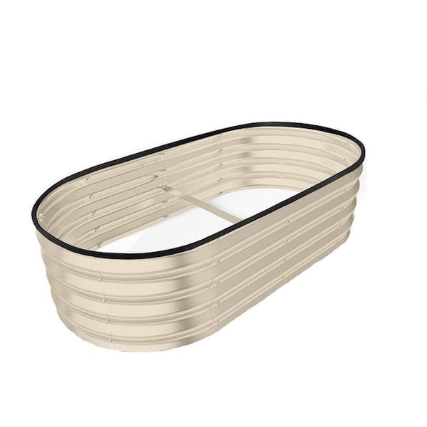 4ft Beige Galvanized Steel Raised Garden Bed, Lightweight Planter Boxes ...