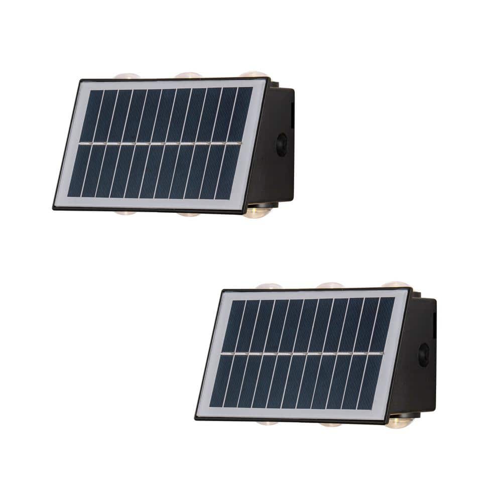 C Cattleya 5.5 in. Black Dusk to Dawn LED Solar Outdoor Wall Lantern ...