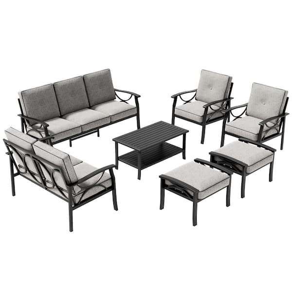 SUNVIVI Black Patio Furniture Set, 2 Pieces Metal Patio Conversation ...