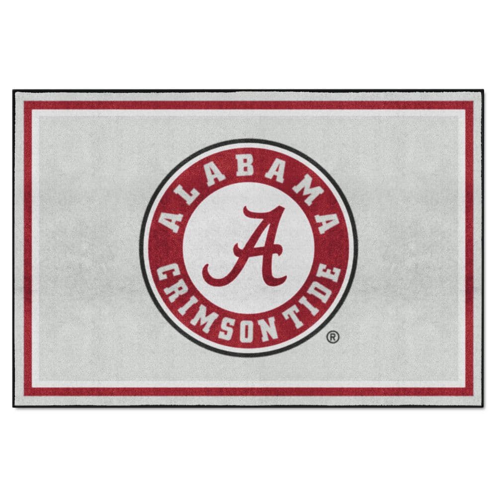 FANMATS Alabama Crimson Tide Gray 5ft. x 8 ft. Plush Area Rug 35624 ...