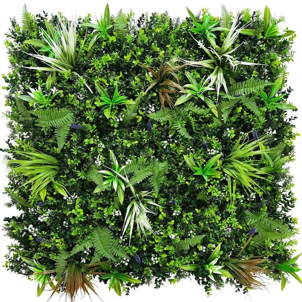 40 in. L x 40 in. W x 1.6 in. H Green Plastic Artificial Boxwood Hedge ...