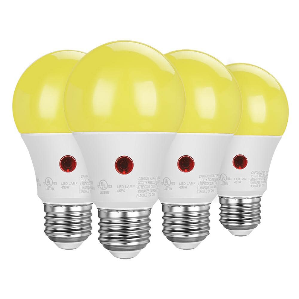 DEWENWILS 60-Watt Equivalent A19 Dusk to Dawn Yellow Bug Light Bulbs ...