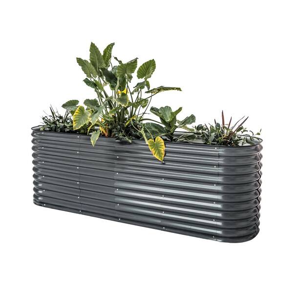 vego garden 32 in. Extra-Tall 9-In-1 Modular Modern Gray Metal Raised ...