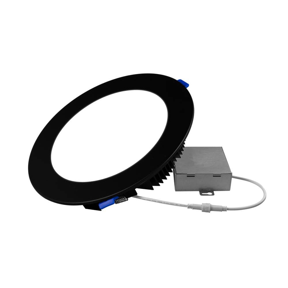NICOR DLE 8 in. Round 5000K Black Remodel IC-Rated Recessed Integrated ...