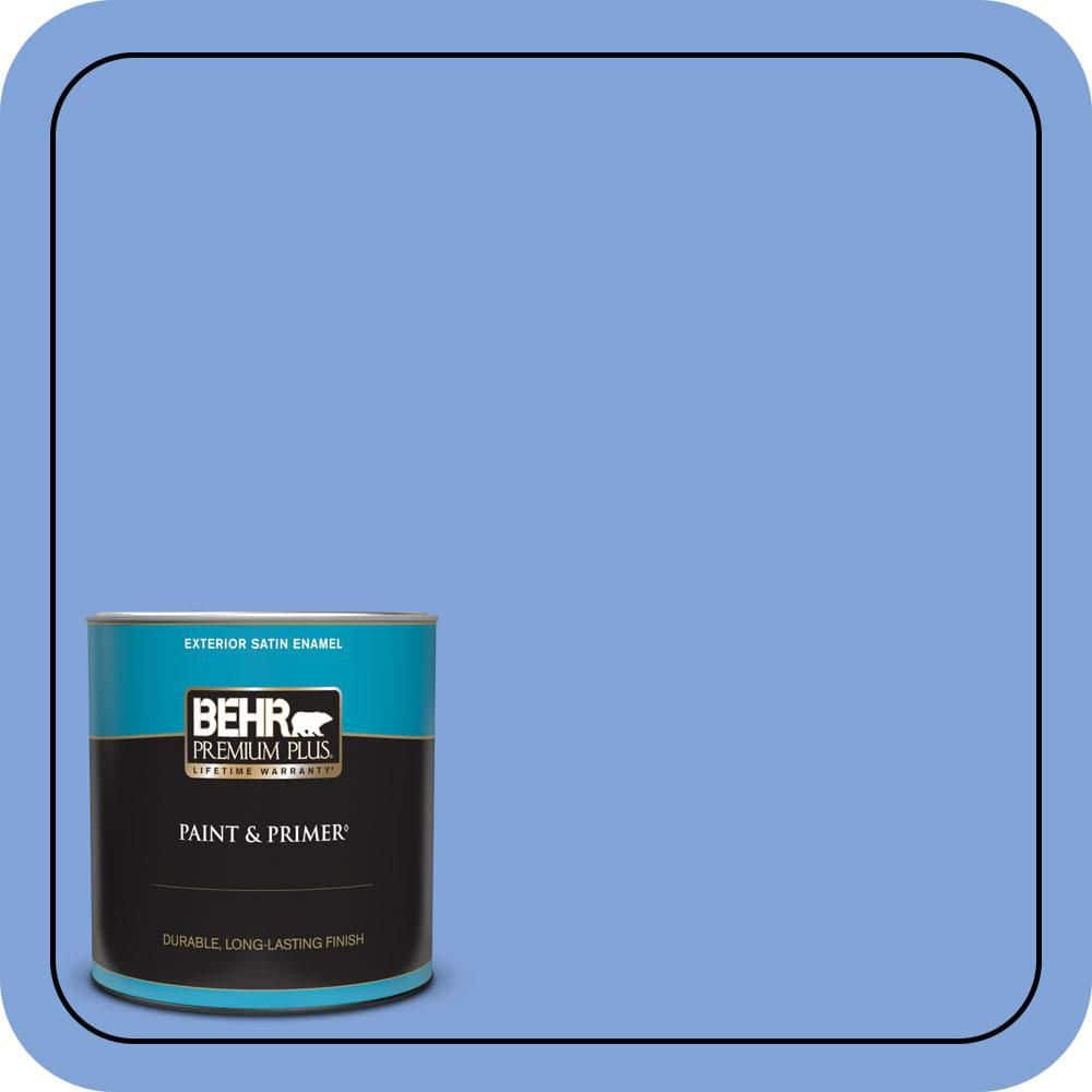 BEHR PREMIUM PLUS 1 qt. #P530-4 Periwinkle Satin Enamel Exterior Paint ...