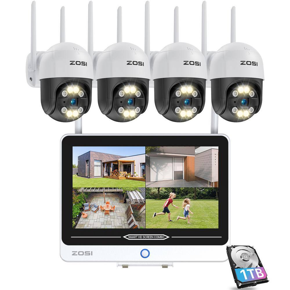 ZOSI 8-Channel 3MP Wi-Fi 1TB NVR Security Camera System with Four 360 ...
