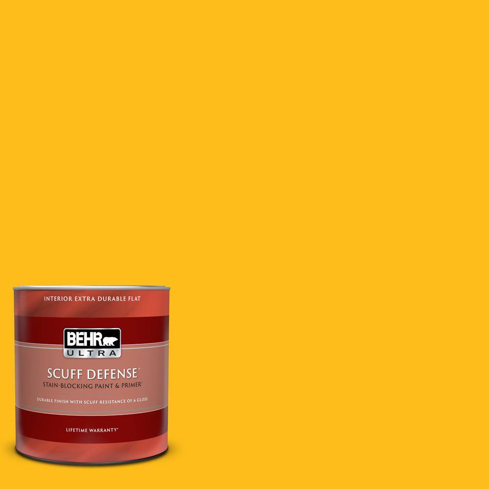BEHR ULTRA 1 qt. #P290-7 Laser Lemon Extra Durable Flat Interior Paint ...