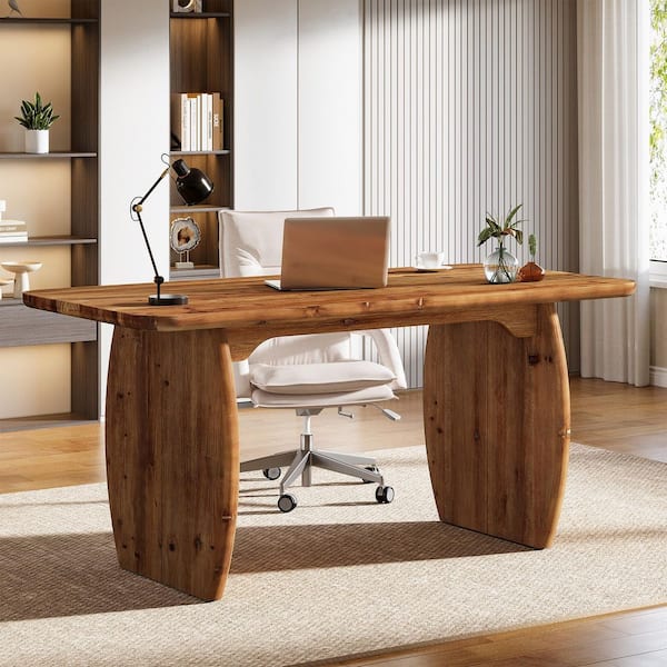 TRIBESIGNS WAY TO ORIGIN Halseey 63 in. Rectangular Brown Solid Wood ...