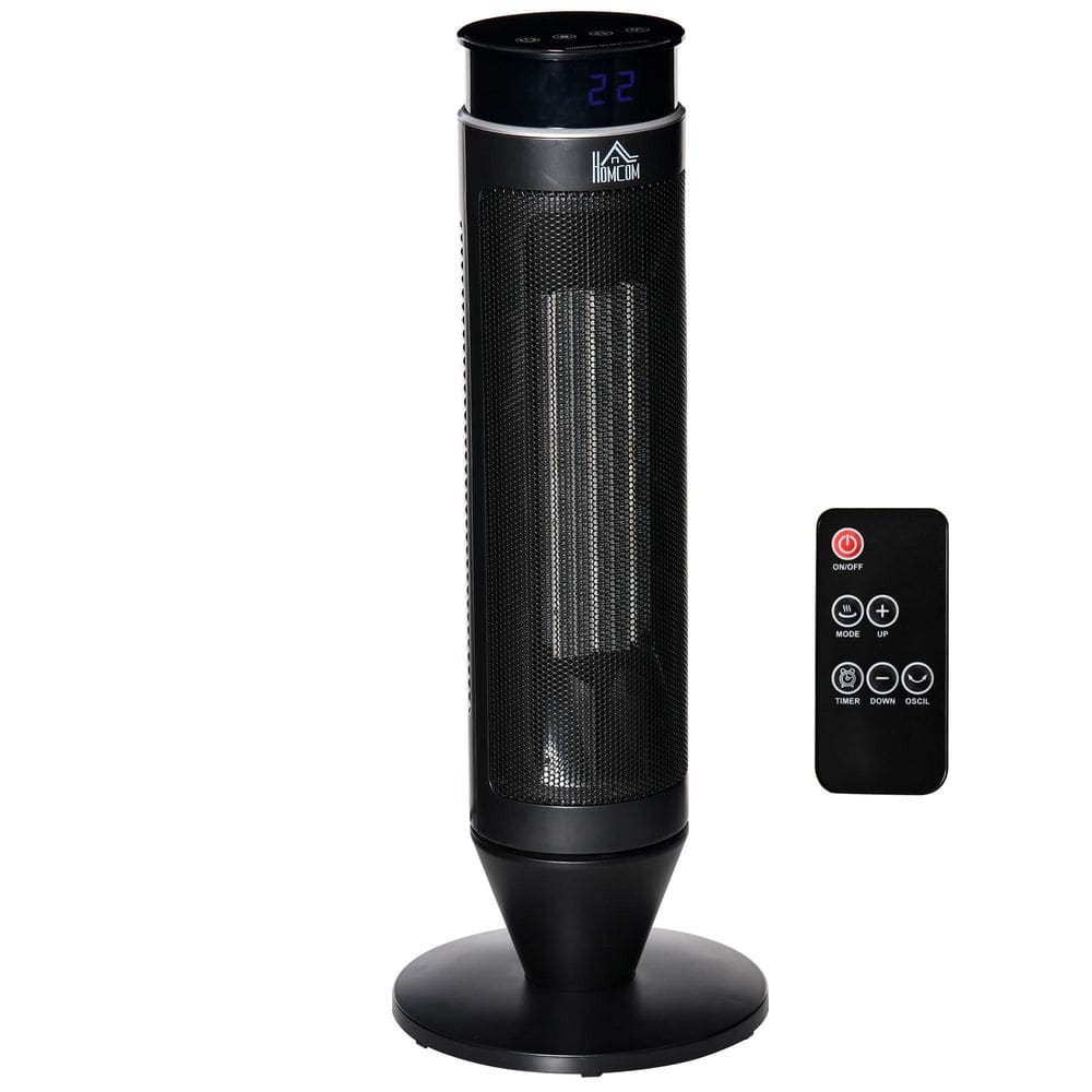 1500 W 12 in. Electric Indoor Tower Ceramic Fan Space Heater with ...