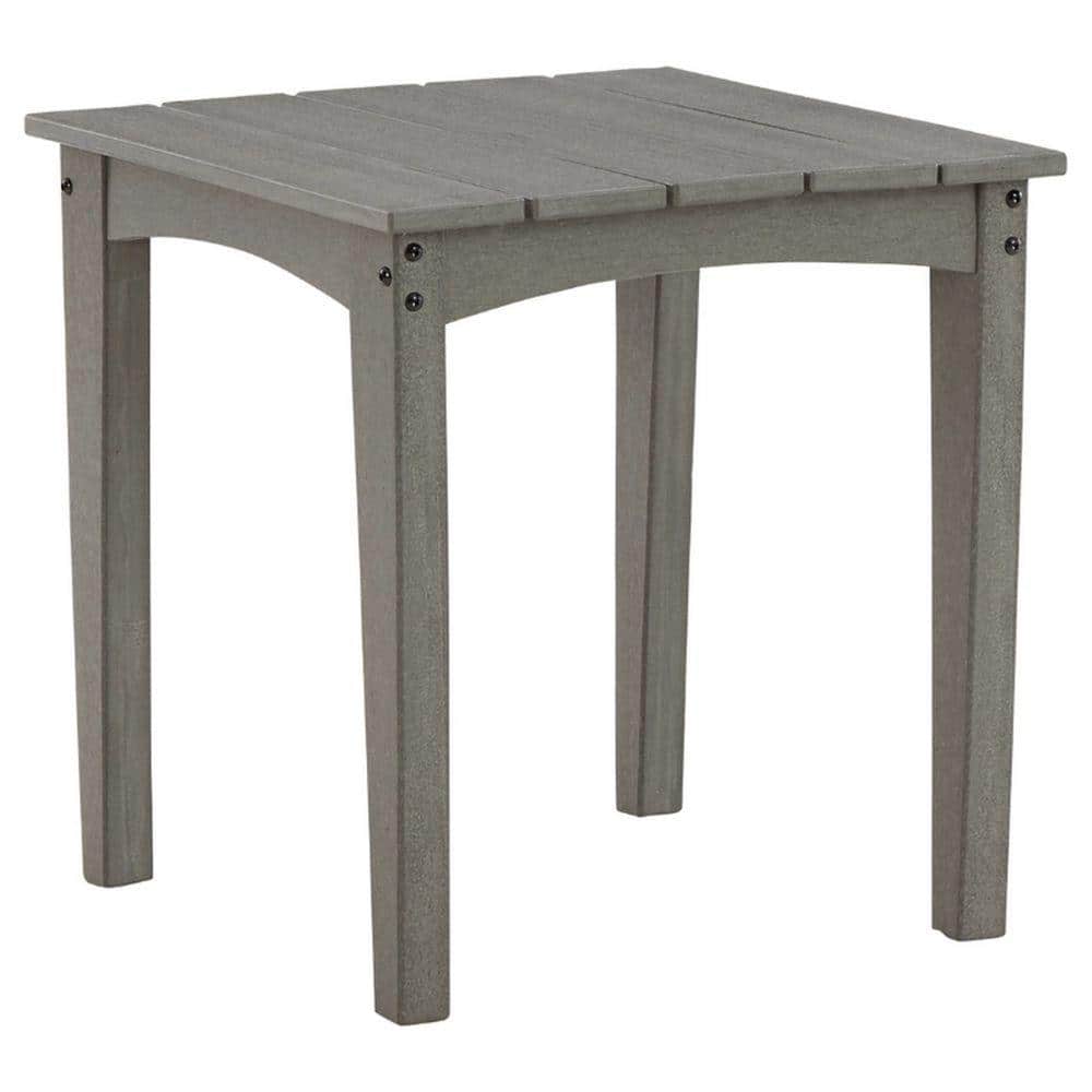 Benjara 21.38 in. Gray Square Plastic End Table with Tapered Legs ...