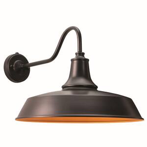 VAXCEL Dorado 1 Light Dusk to Dawn Bronze Gold Farmhouse Barn Dome ...