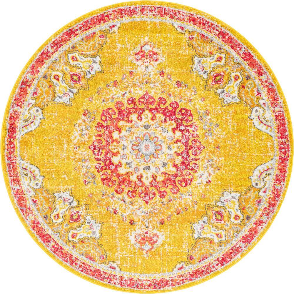 Unique Loom Penrose Alexis Gold 6 ft. x 6 ft. Round Rug 3143370 - The ...