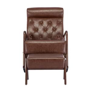 Mid-Century Brown Faux Leather Upholstered Rocking Chair Nursery With ...