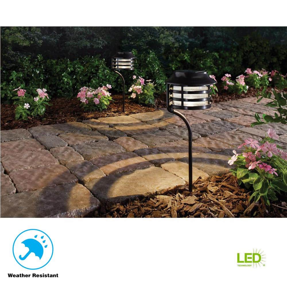 Hampton Bay Bronze Integrated LED New Age Pagoda Outdoor Solar Path ...