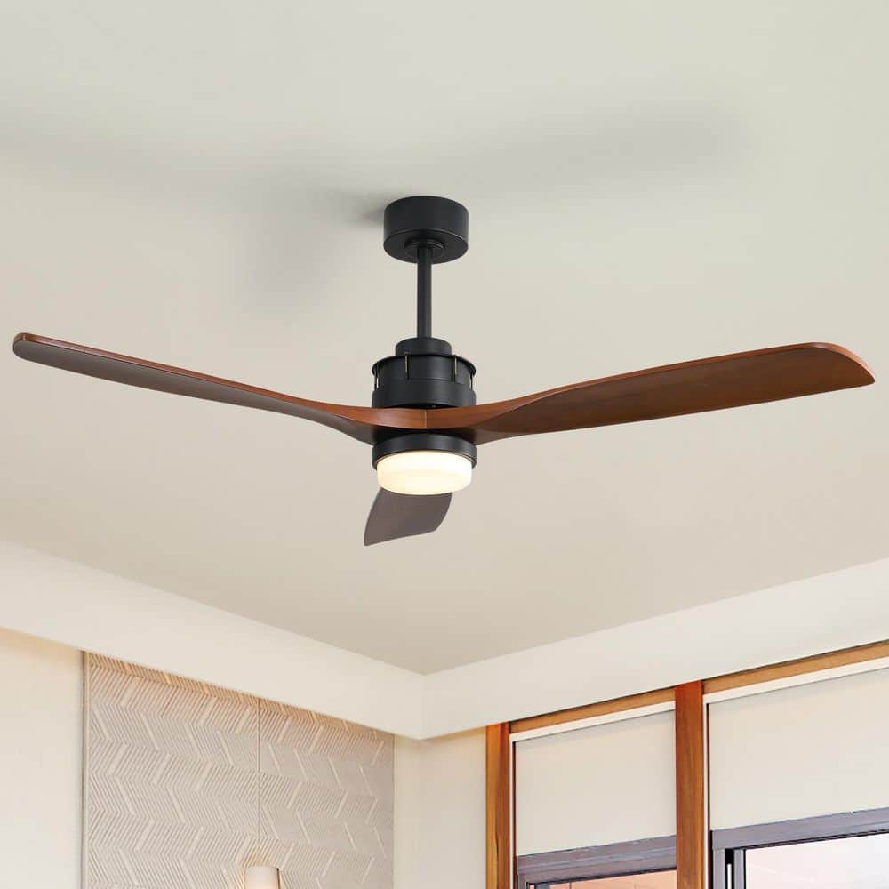 CACI Mall 60 in. Integrated LED Indoor/Outdoor Black Ceiling Fan with ...