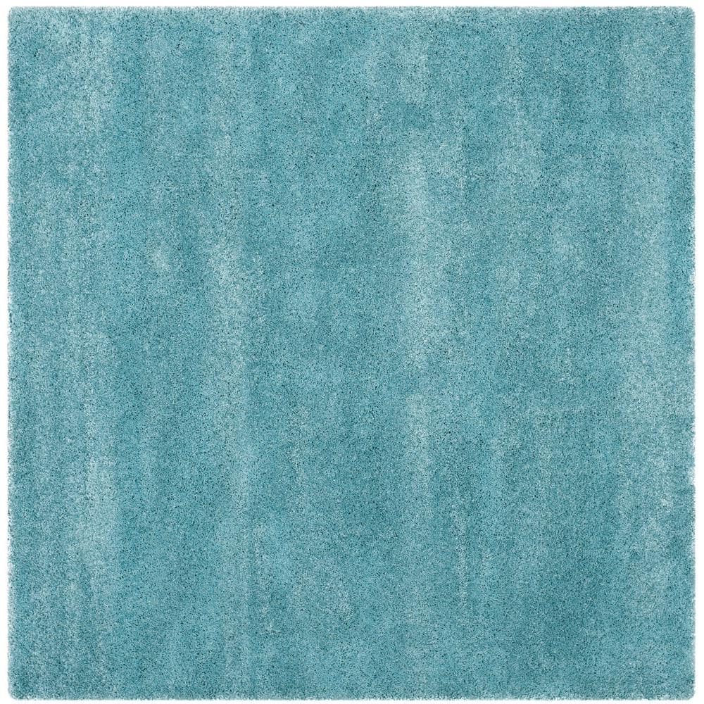 SAFAVIEH Milan Shag 5 ft. x 5 ft. Aqua Blue Square Solid Area Rug SG180 ...