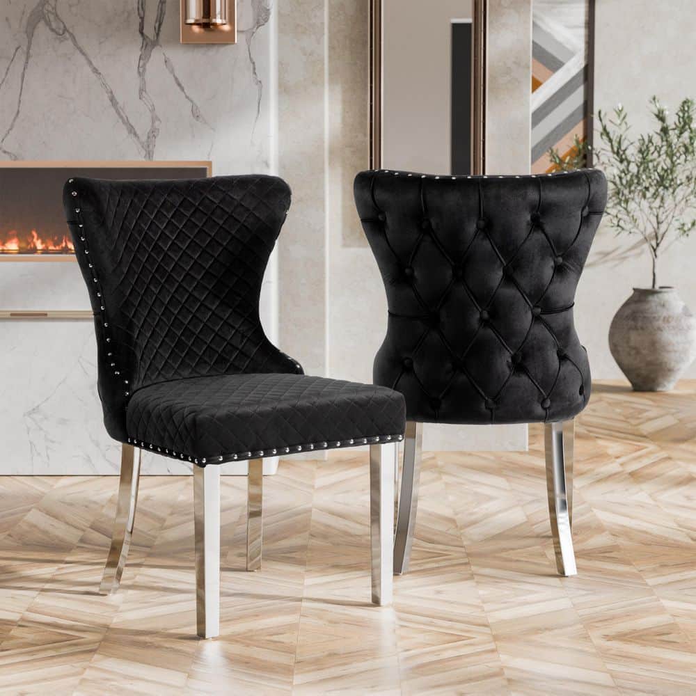 Furniture of America Aldeen Black Fabric Upholstered Diamond Pattern ...
