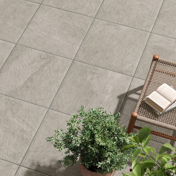 Corso Italia Slate Gray 24 in. x 24 in. x 0.75 in. Stone Look Porcelain ...