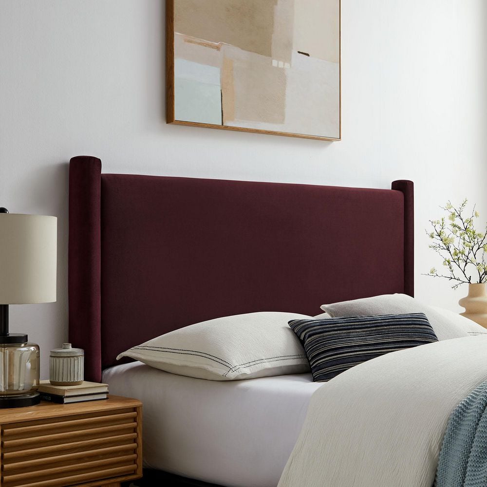MODWAY Rael Full Upholstered Headboard with Pillars in Mulberry MOD ...