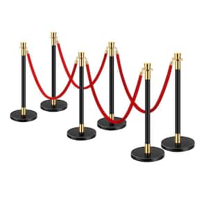 SKYSHALO Stanchion Post with Velvet Rope, 4-Pack Crowd Control ...