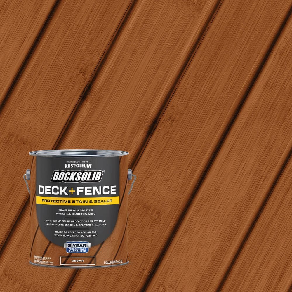 Rust-Oleum RockSolid 1 Gal. Cedar Deck and Fence Exterior Wood Stain ...
