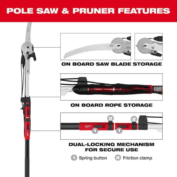 Milwaukee 1-1/4 in. Cut Capacity, Fiberglass/Telescoping Pole 16 ft ...
