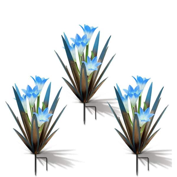 Metal Agave Plant Garden Statues, 3-Pack Blue L0C4T42QRP - The Home Depot