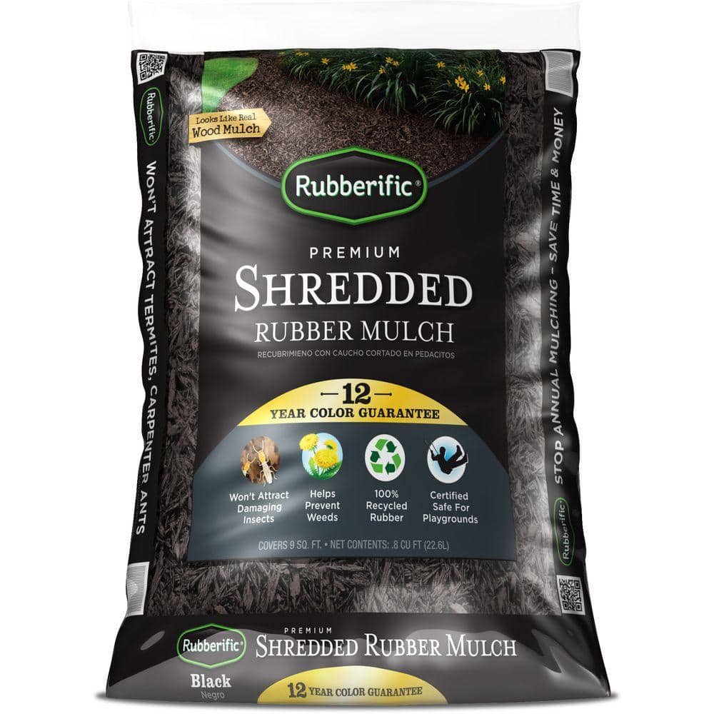 Rubberific 0.8 cu. ft. Black Premium Shredded Rubber Mulch LRM8BK - The ...
