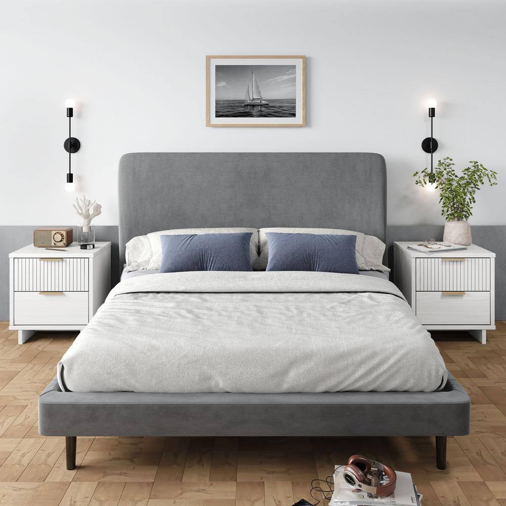 Manhattan Comfort Granville White 2-Drawer 18.11 in. W Modern Nightstand (Set of 2) 2-NS-5011 ...