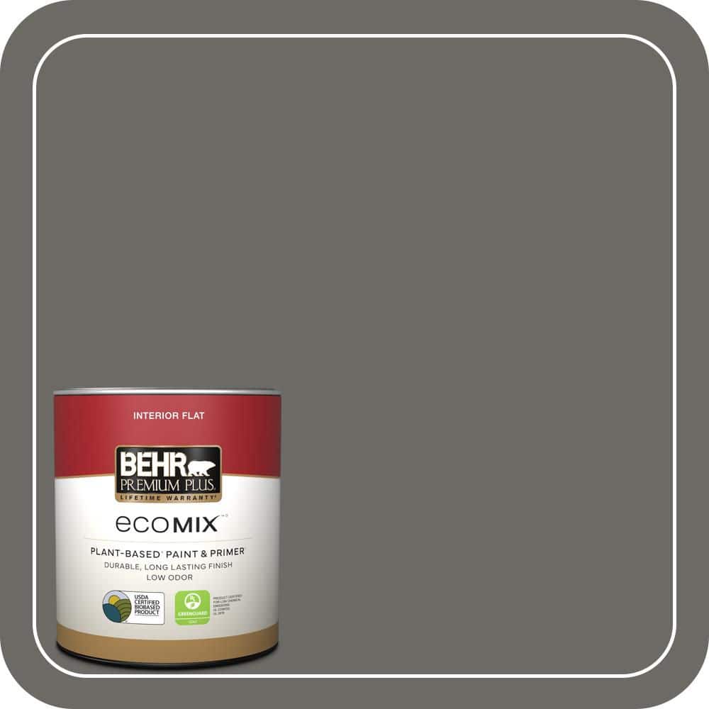 BEHR PREMIUM PLUS 1 qt. #PPU18-18 Mined Coal Flat EcoMix Plant-Based ...