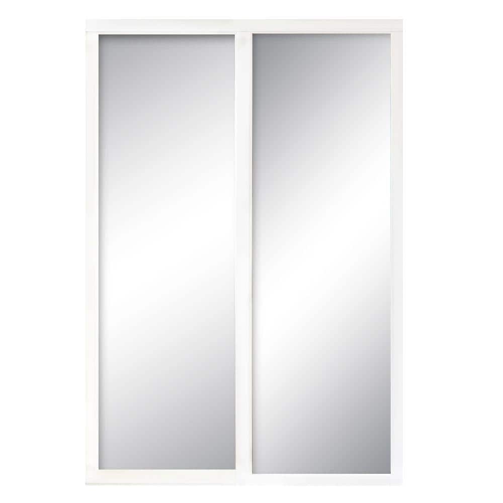 Contractors Wardrobe 84 in. x 96 in. Serenity White Wood Frame Mirrored ...