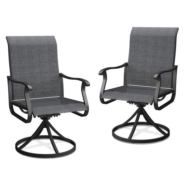 DIFY Dark Grey Swivel Patio Chairs, 360° Outdoor Dining Chairs with ...