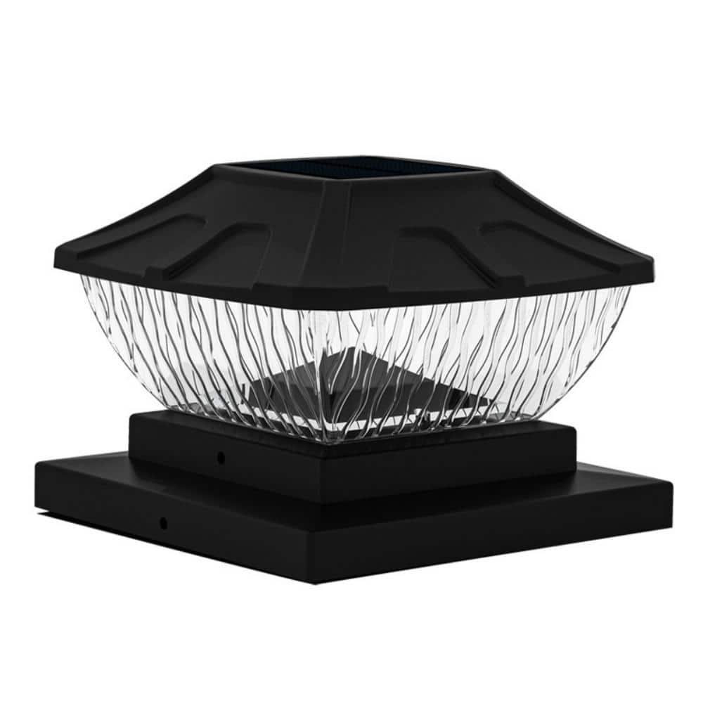 WIN STELLAR 5.5 in. x 5.5 in. Black Plastic Solar Powered Post Cap (4 ...